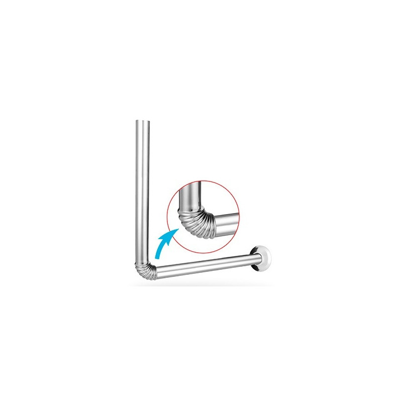 Descarga flexible codo 25 x 30 cm adaptador pvc roseta acero inoxidable