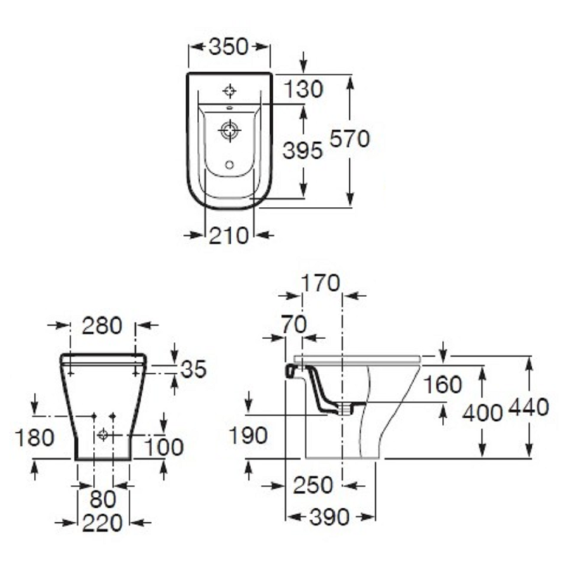 Roca The Gap bidet 1 agujero lluvia blanco