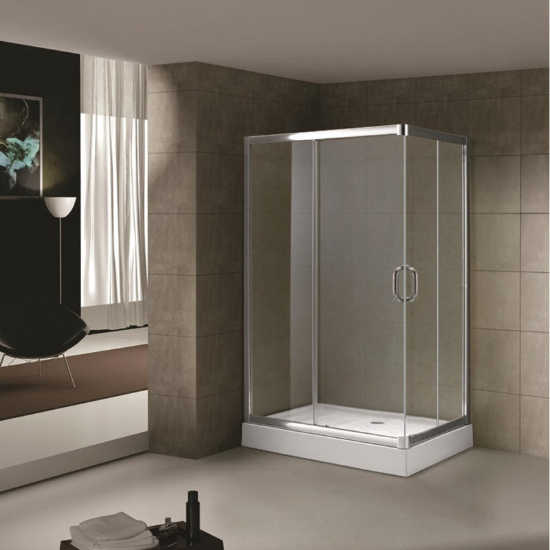 Box recto con receptáculo - Corrediza - Traslúcido - Perfil cromado ...